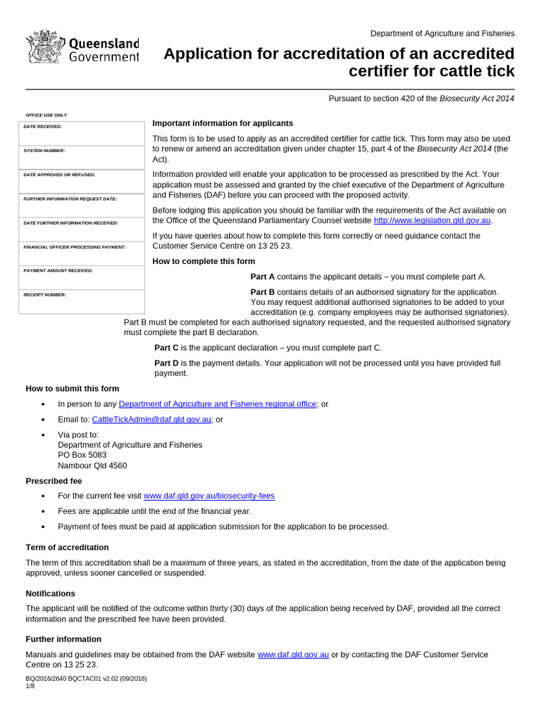 Application For Accreditation For Cattle Tick | PDF