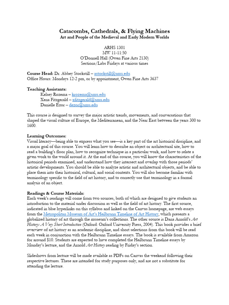 ARHS 1301 Spring 2020 Syllabus | PDF