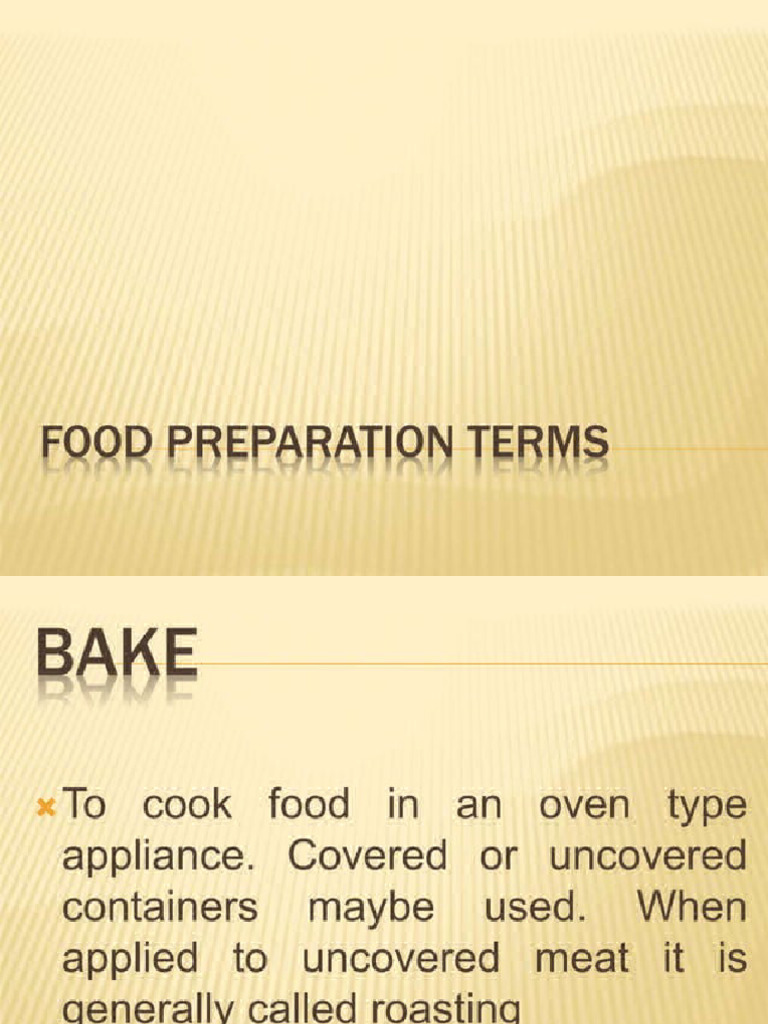 Food Prep and Cooking TErms | PDF