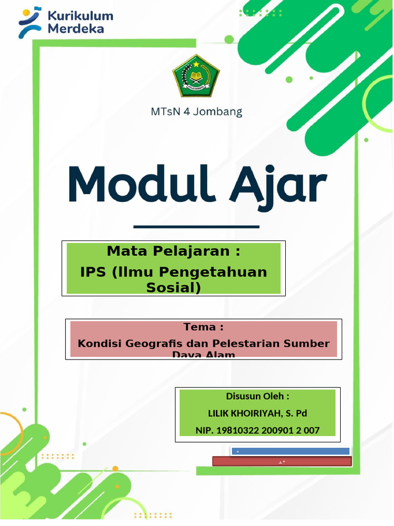 Modul Ajar IPS Fase D Kelas 8 Tema 1 (Kondisi Geografis Dan Pelestarian Sumber Daya Alam) | PDF
