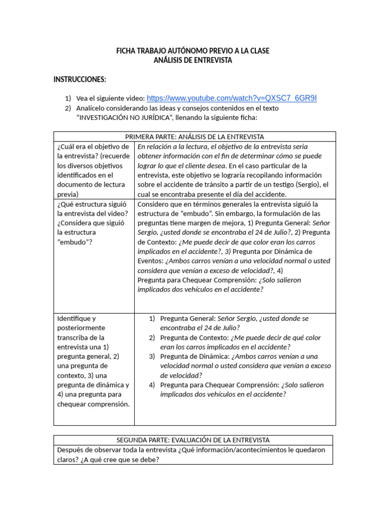 Ficha Ejercicio Entrevista | PDF