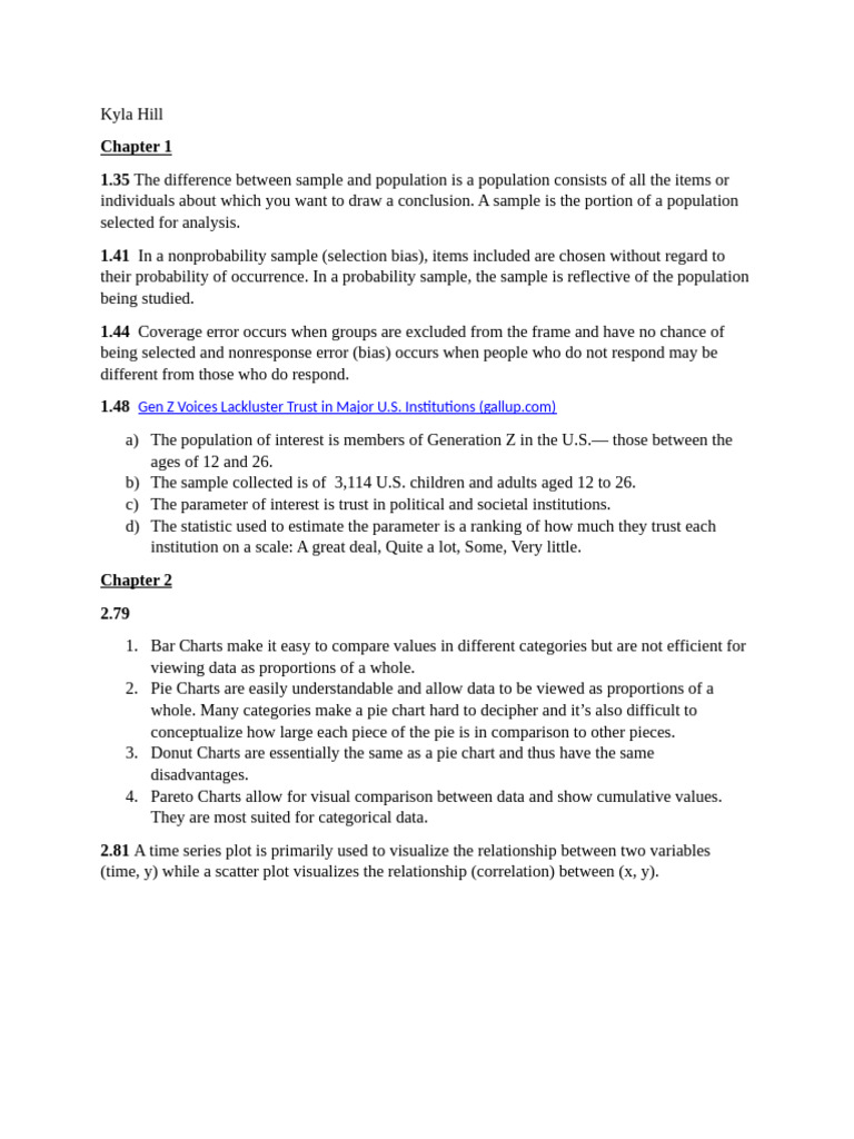 Business Stats HW 1 | PDF