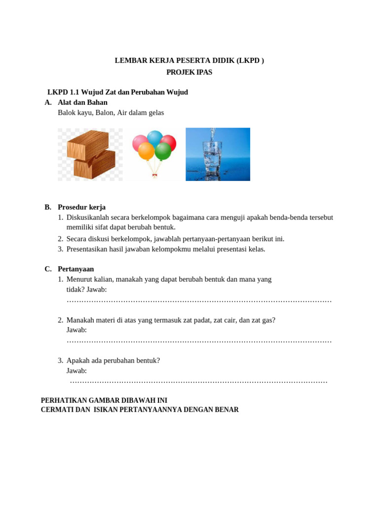 LKPD Wujud Zat | PDF