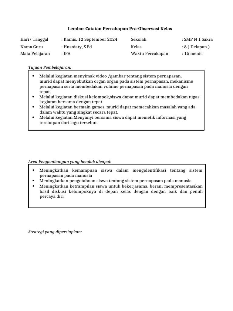 LAPORAN OBSERVASI - Bu Ari | PDF