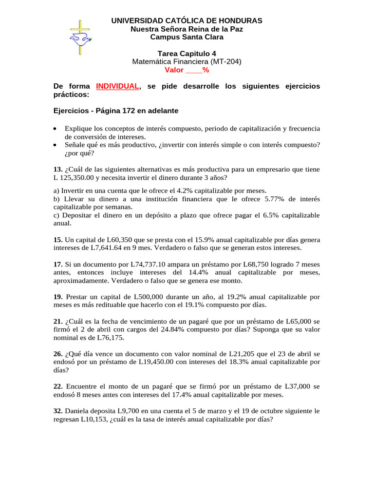 Tarea Capitulo 4 | PDF | Finanzas y dinero | Derecho