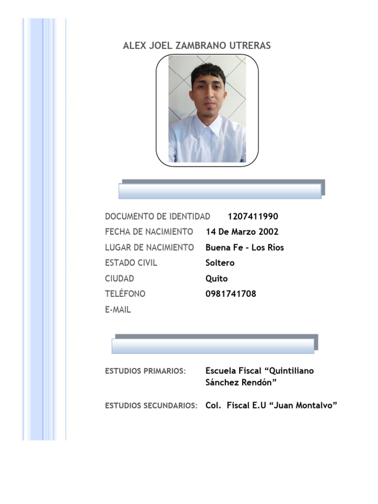 Curriculum Joel Zambrano | PDF