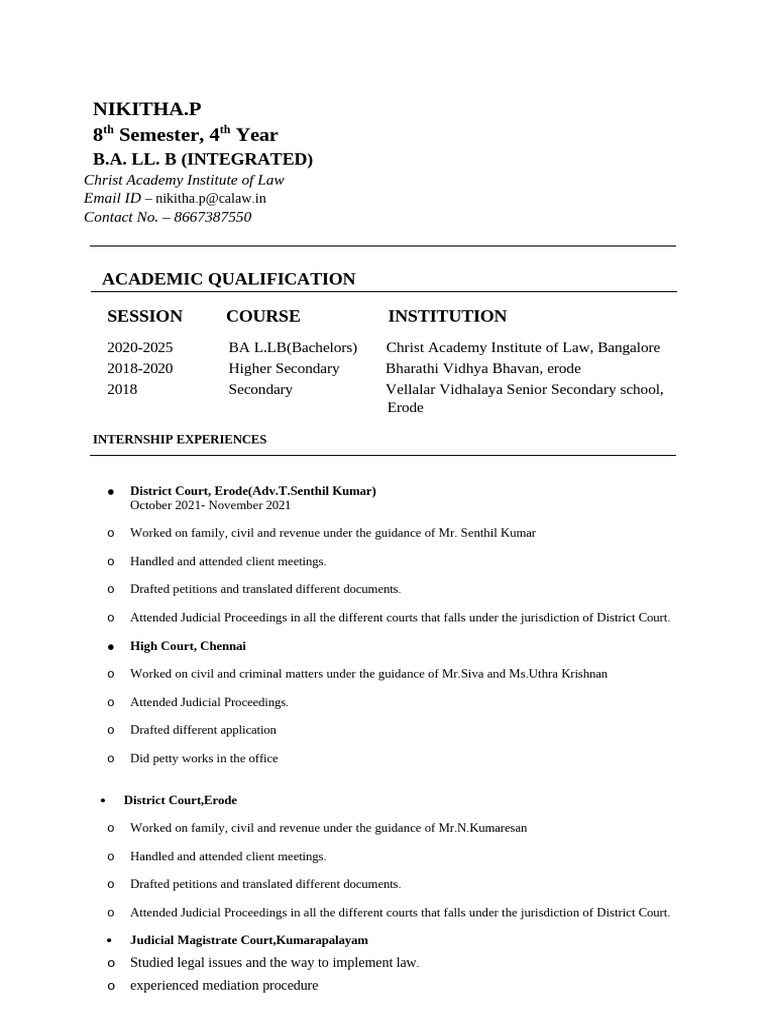 Nikitha (Resume) | PDF