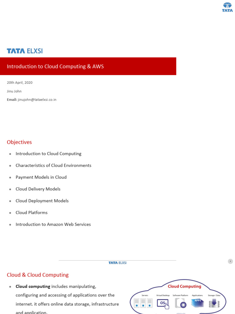 Introduction To Cloud Computing AWS | PDF