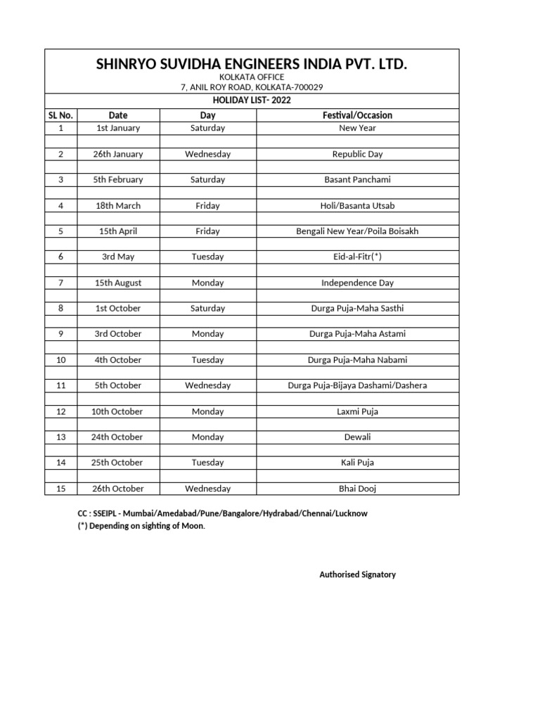 Holiday List 2024 | PDF | Hindu Worship | Religious Holidays
