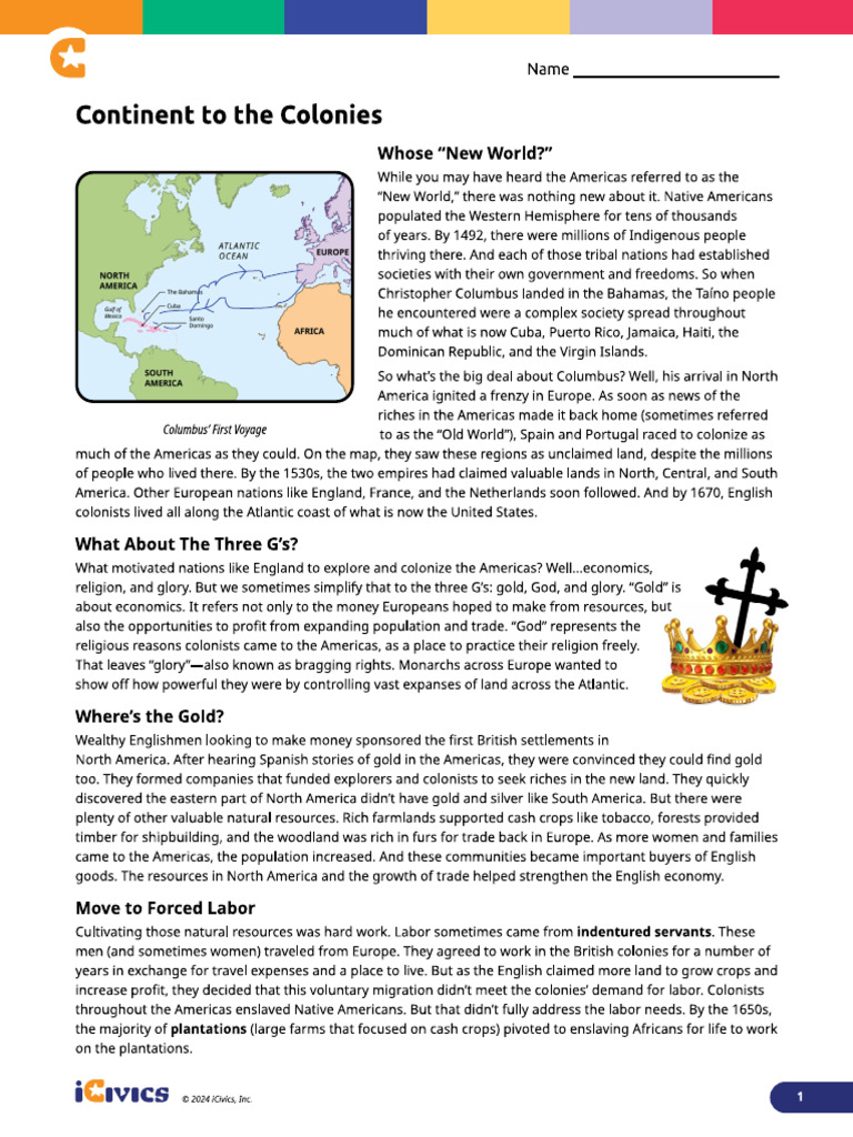 Continent To Colonies | PDF