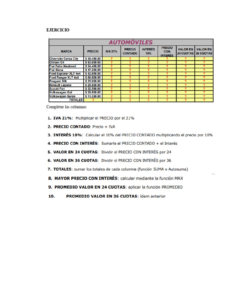 Practica Excel | PDF