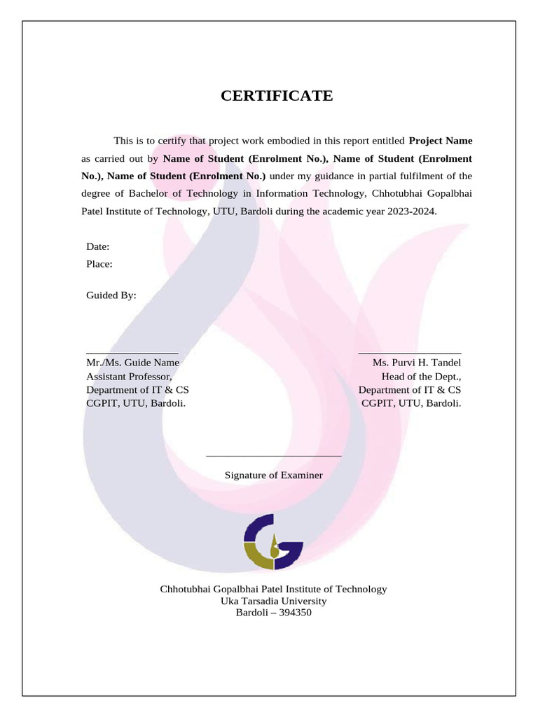 Certificate Template - Mini Project | PDF