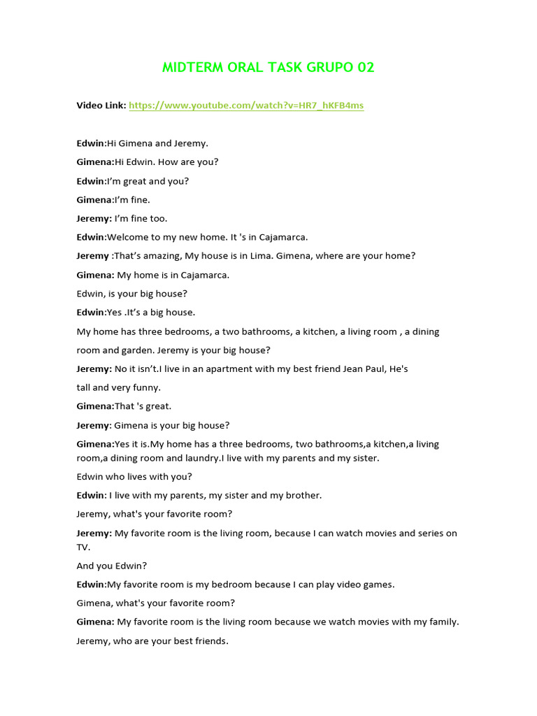 Midterm Oral Task Grupo 02 | PDF