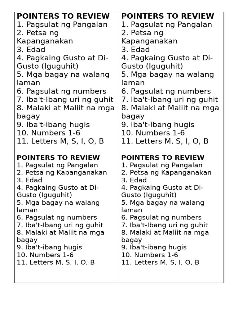 Pointers To Review 1st Quiz | PDF
