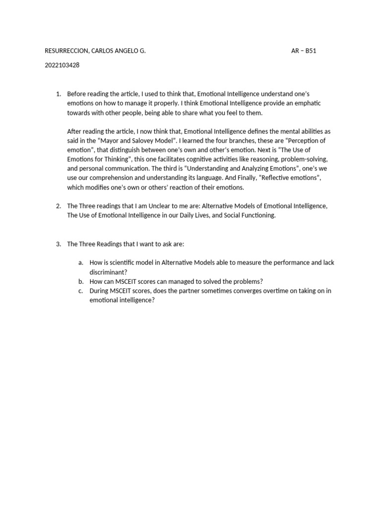 MRR2 - Emotional Intelligence | PDF