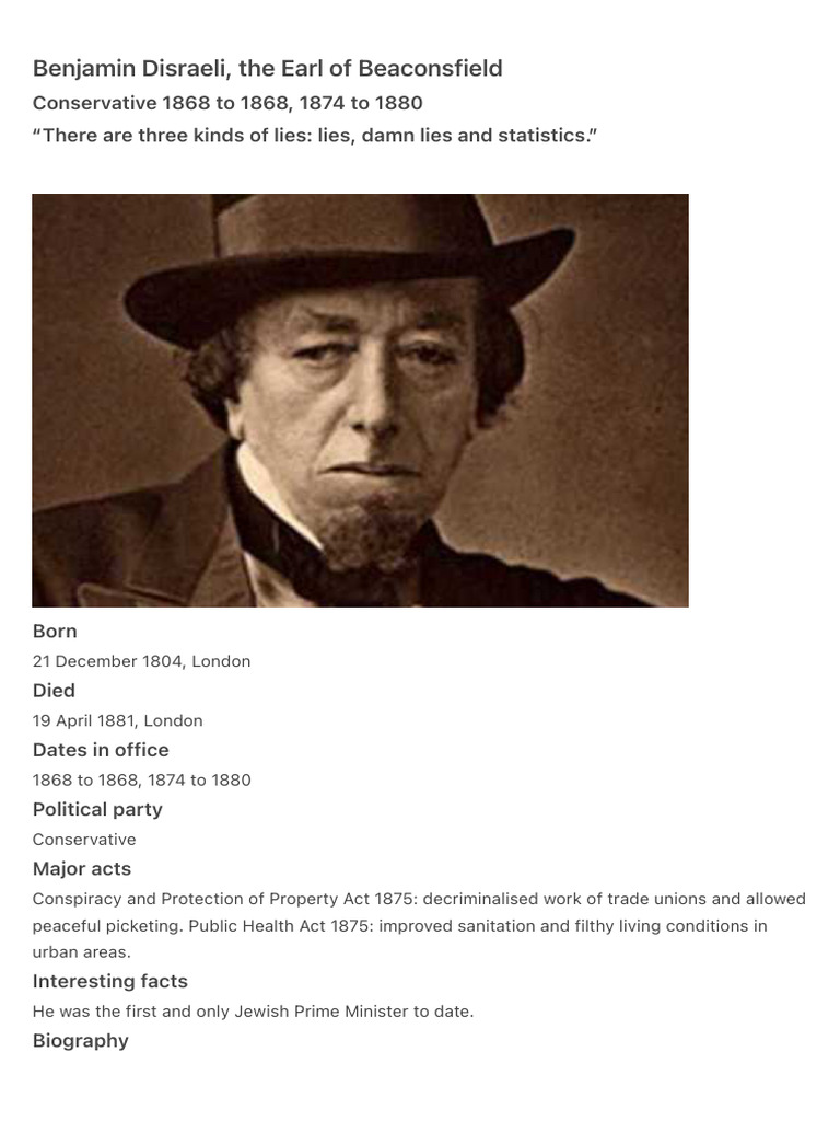 Benjamin Disraeli, The Earl of Beaconsfield | PDF