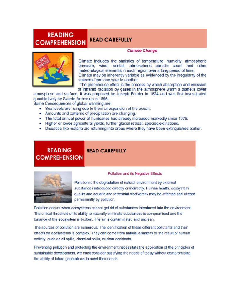 Global Warming and Pollution Reading | PDF