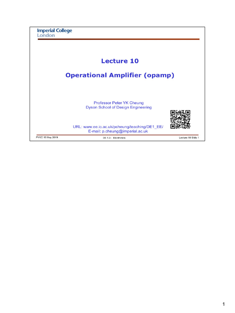 Lecture 10 - Operational Amplifier (x1) | PDF