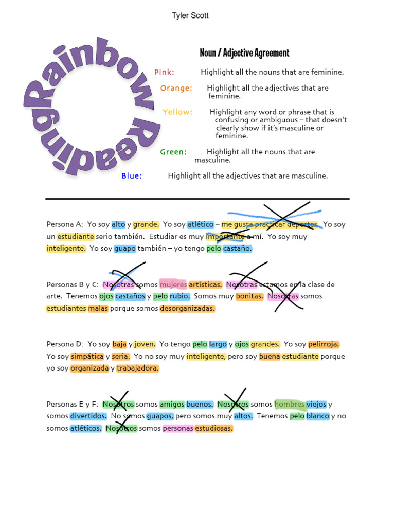 Spanish Noun-Adjective Agreement Guide | PDF | Grammatical Gender | Grammar