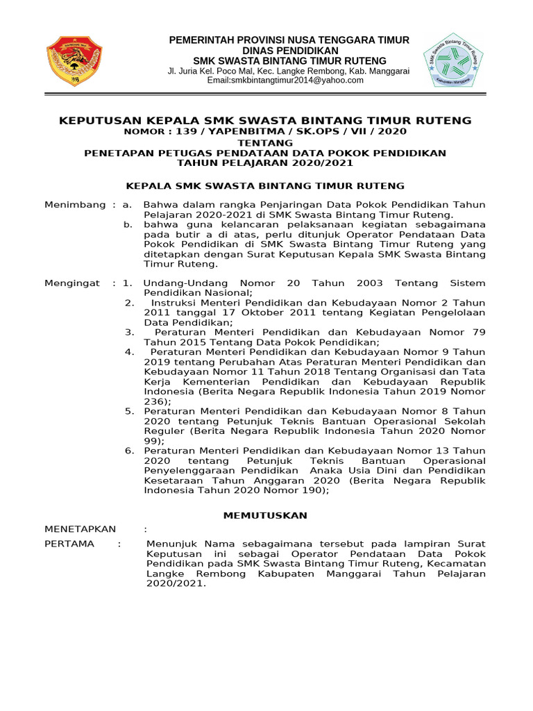 Contoh SK Opd | PDF