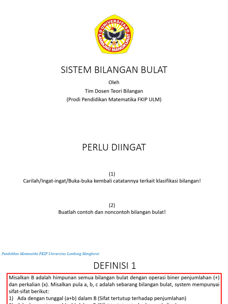 Sistem Bilangan Bulat | PDF