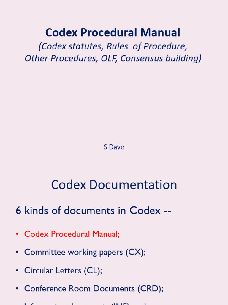 Codex Procedural Manual | PDF