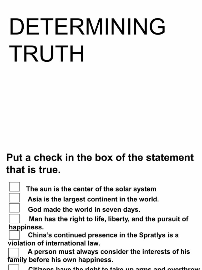 Determining The Truth | PDF