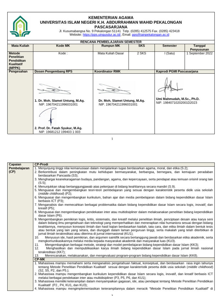 RPS MPP Kuali Gasal 2022-2023 | PDF
