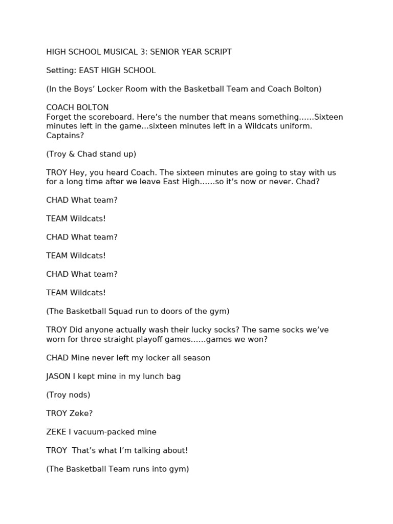 HIGH School Musical Script First Part | PDF