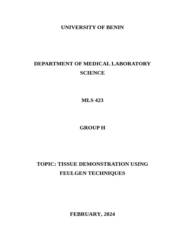 Feulgen Staining Technique Group H | PDF