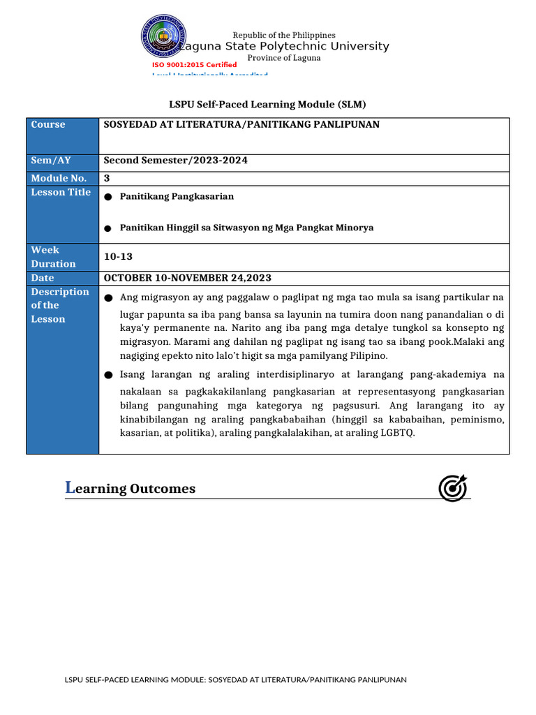 YABUT - SLM3 - SOSLIT - FIRST Sem | PDF | Lgbt | Social Science