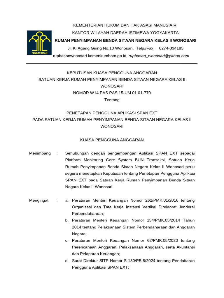 Format SK SPAN EXT - SATKER | PDF