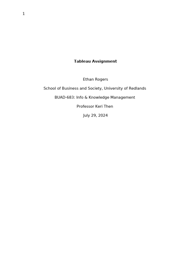 Tableau Assignment | PDF