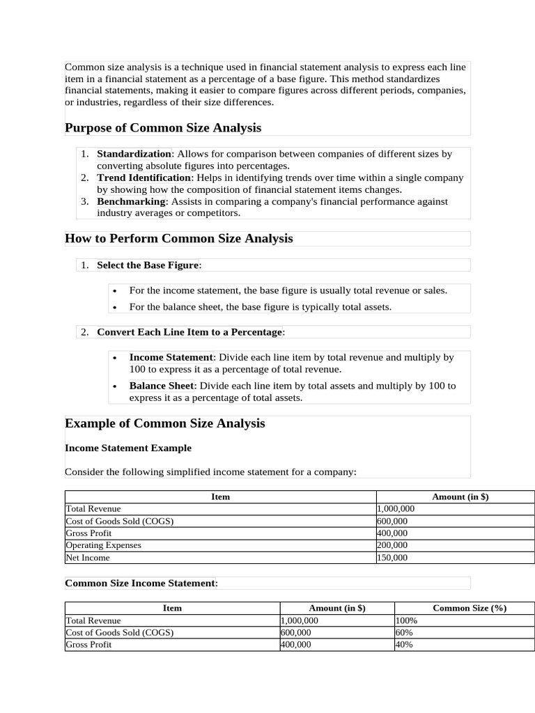 Common Size Analysis in Vertical Analysis | PDF