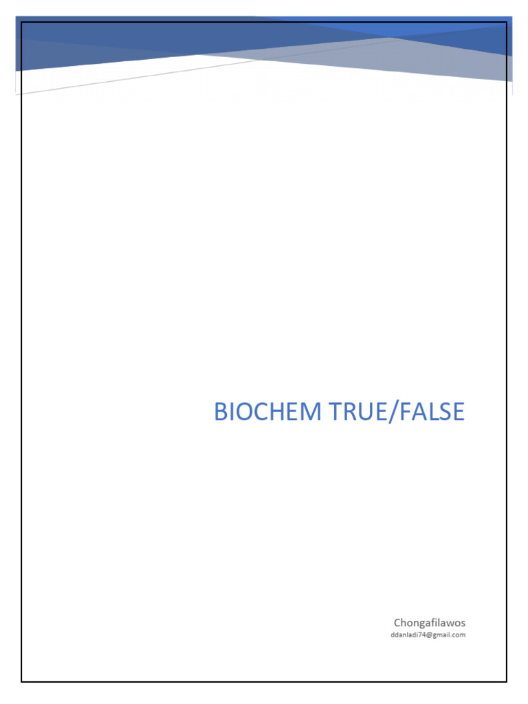 Biochem True or False | PDF