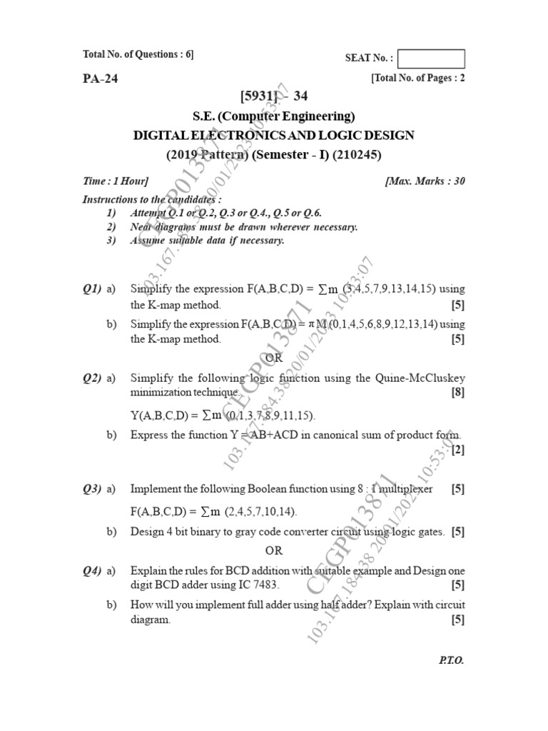 SE COMP - Digital Electronics and Logic Design | PDF | Electronics | Teaching Methods & Materials