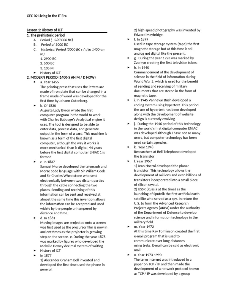 GEC 02 IT ERA Reviewer | PDF | Millennials | Art