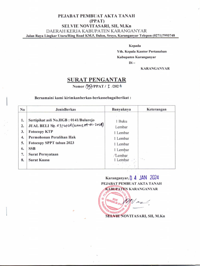 Surat Pengantar BPN | PDF