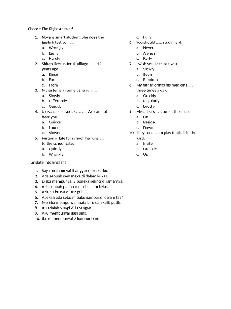 Choose The Right Answer MERI | PDF