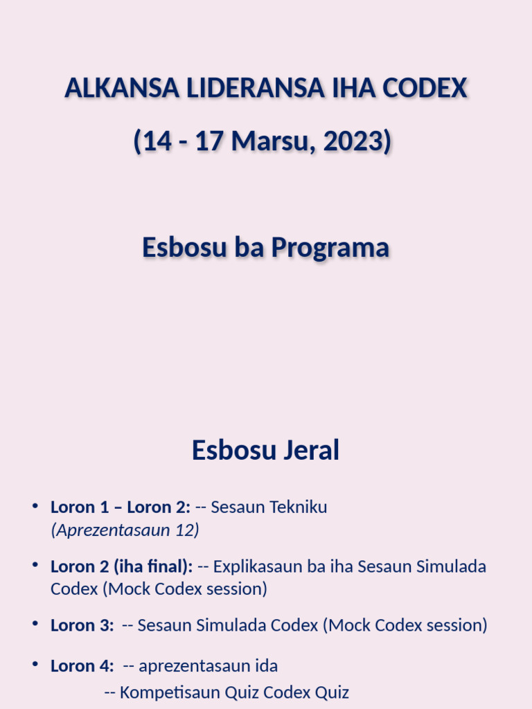 Tetun Translated - Structure of The Codex Workshop in Dili | PDF
