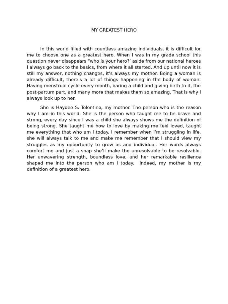My Greatest Hero | PDF