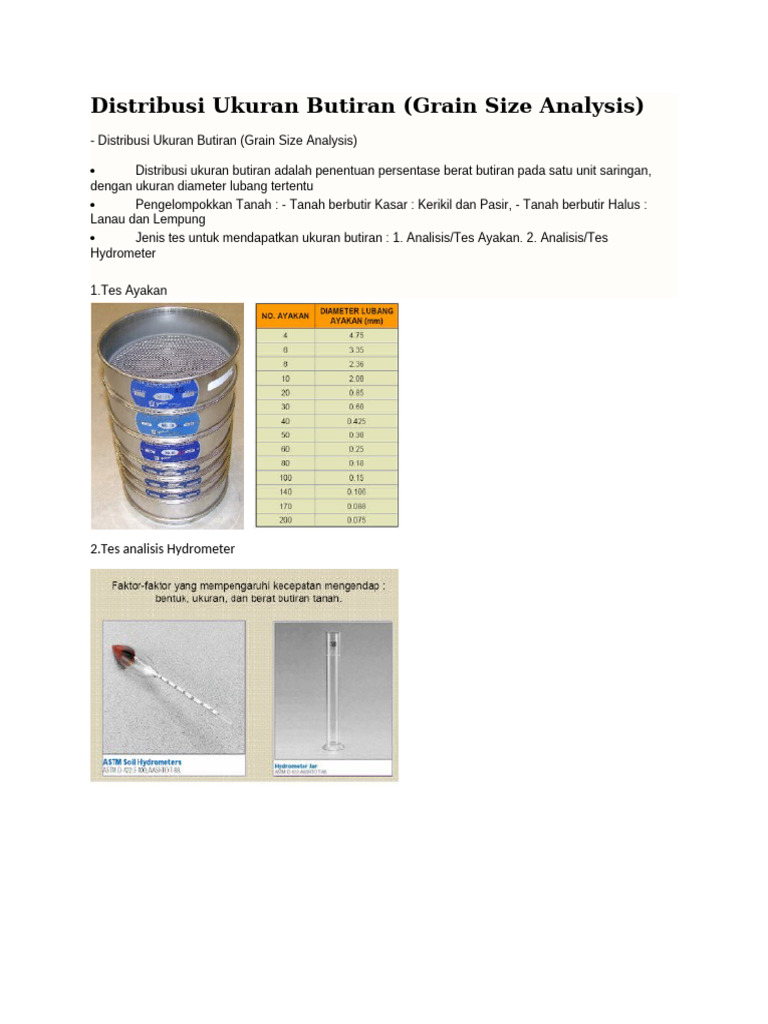 Distribusi Ukuran Butiran | PDF