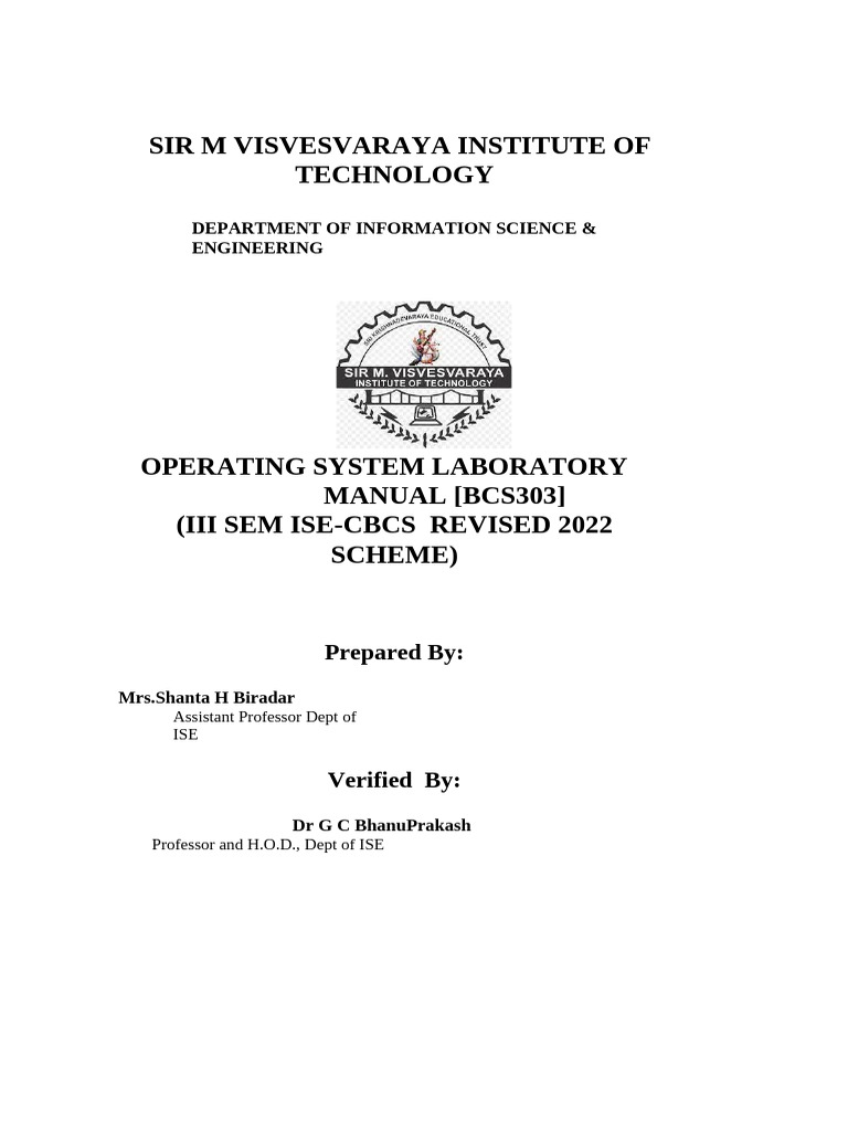 OS Lab Manual - ISE - III Sem | PDF | Engineering | Analysis