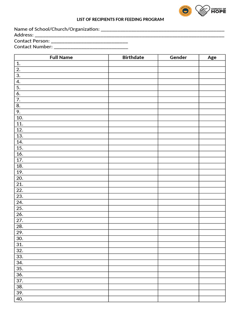 List of Recipients Form | PDF