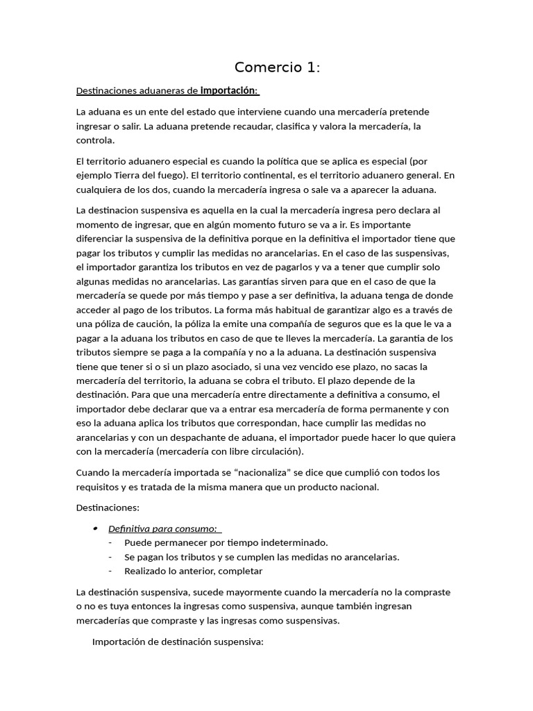 Comercio 1:: Importación | PDF