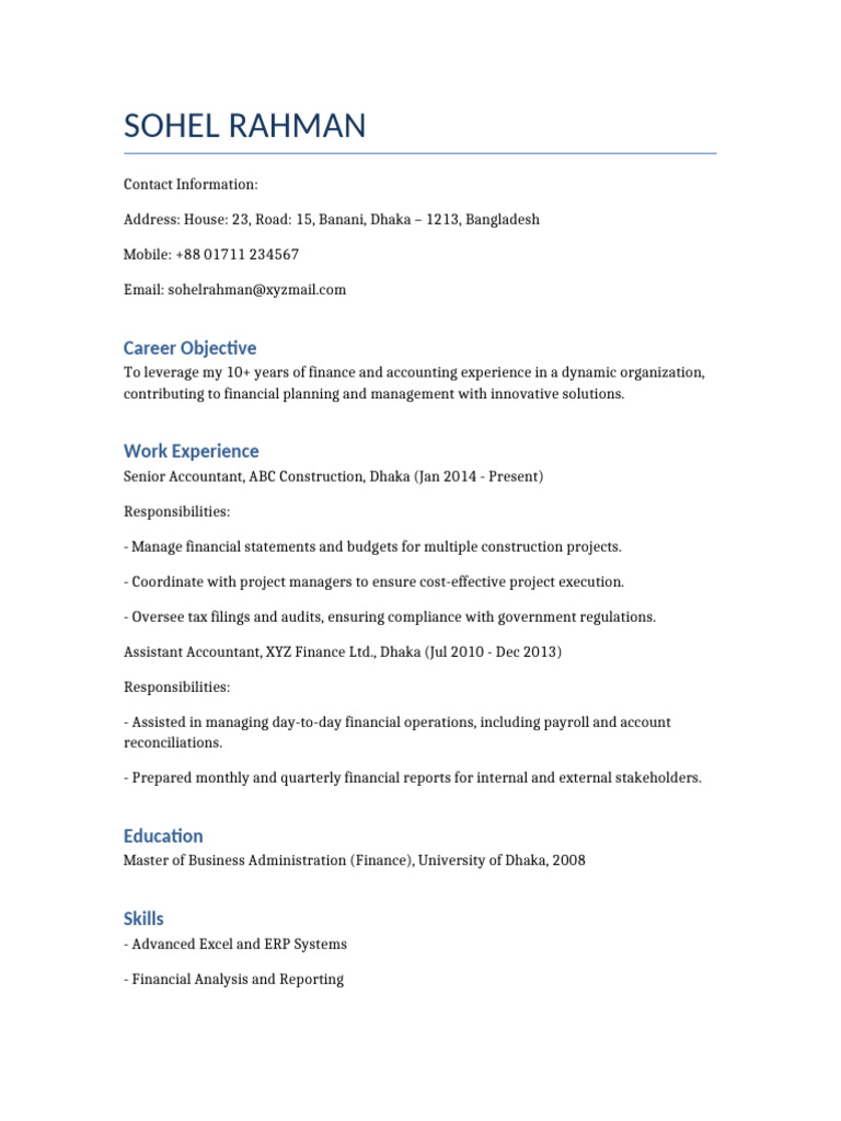 Sohel Rahman CV English | PDF