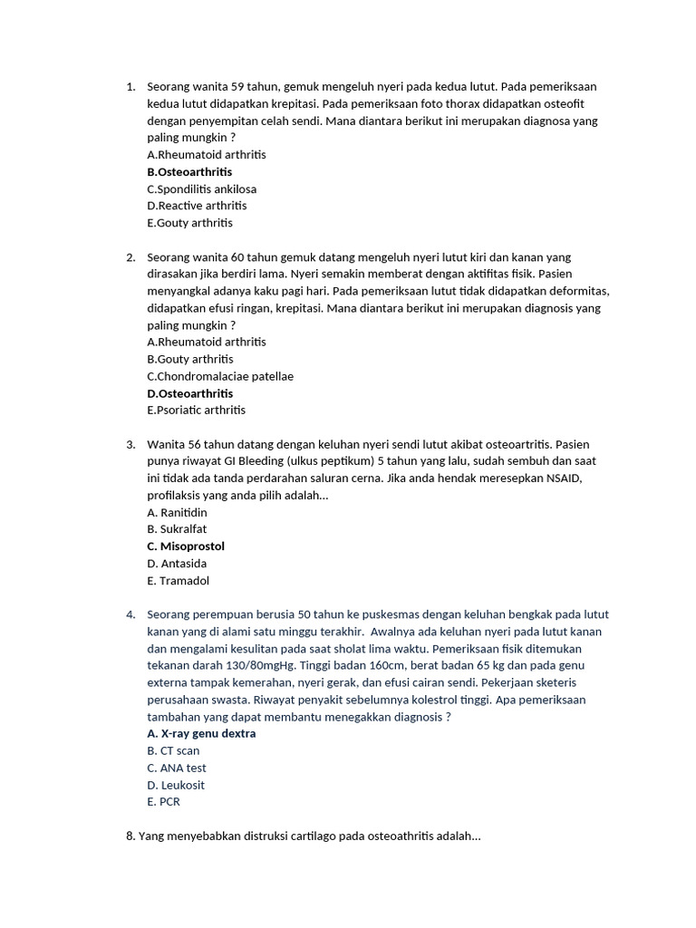 Soal Osteoarthritis Salinan Salinan | PDF