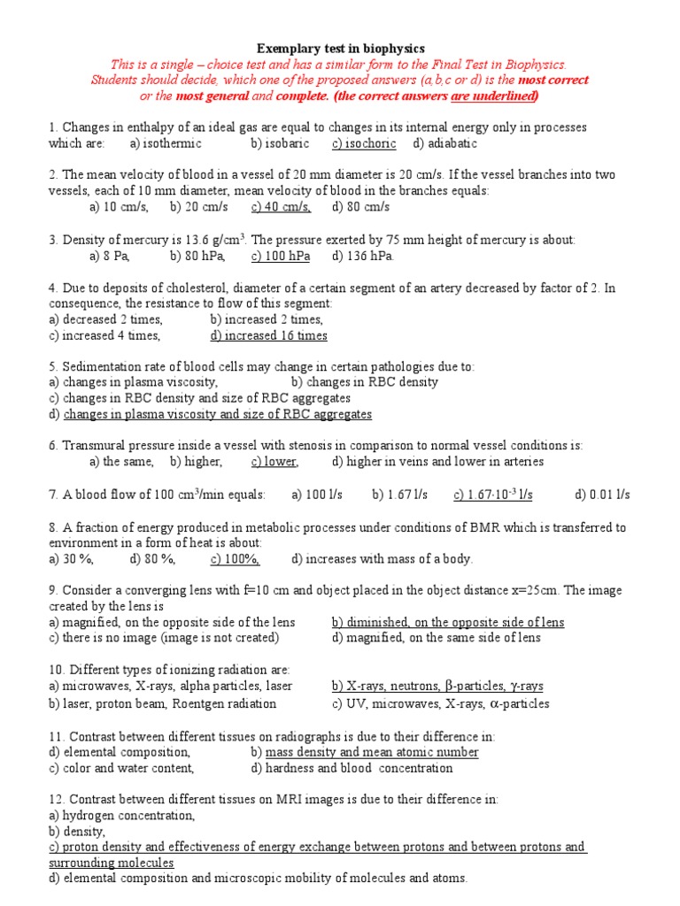 Biophysics Exam Example | Download Free PDF | Magnetic Resonance ...