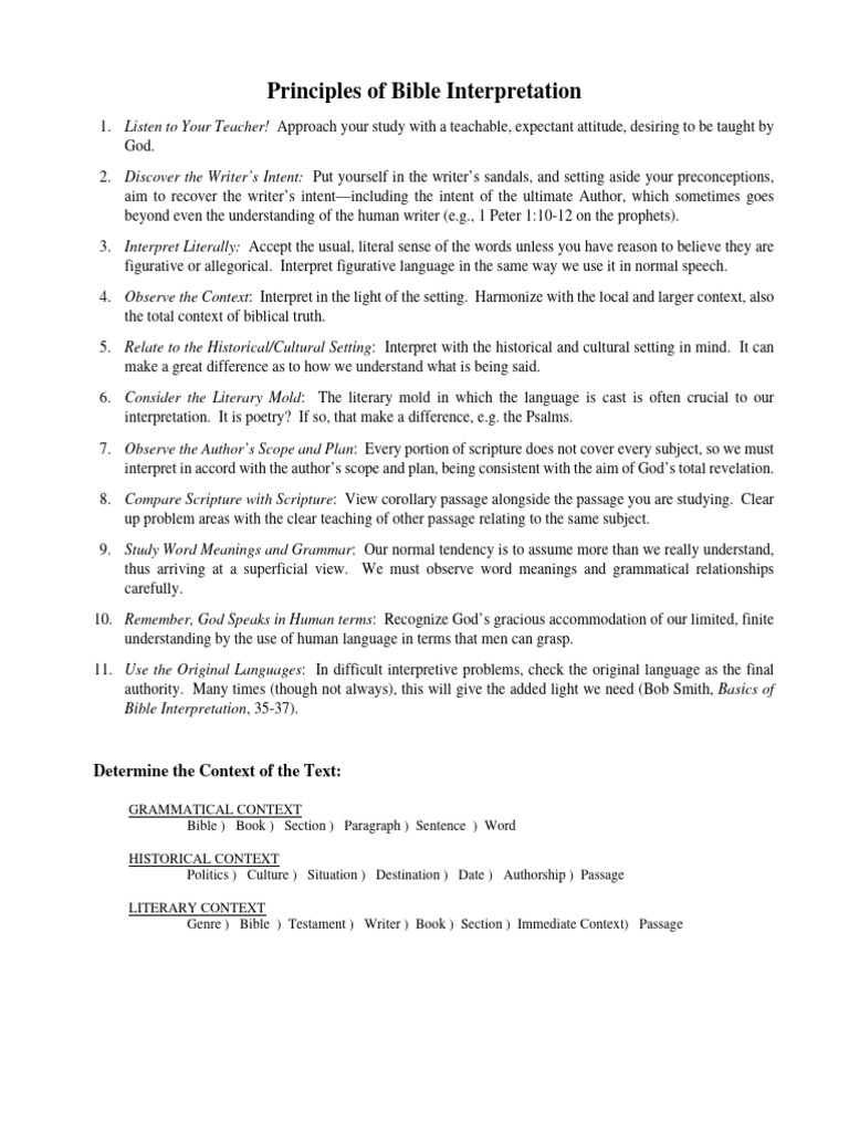 Principles of Bible Interpretation | PDF