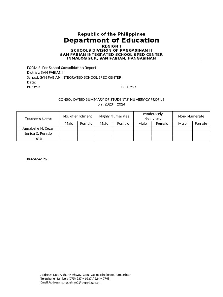 Form 2 Reading and Numeracy | PDF